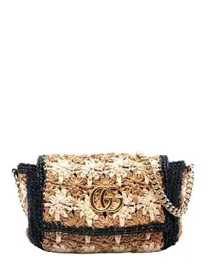 Gucci Gg Marmont Raffia Crossbody Bag - Neutrals