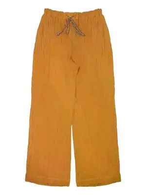 120% Lino 120% Lino Crinkled Effect Drawstring Trousers Orange