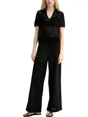 Marc O'polo Open-knit Polo Shirt - Black