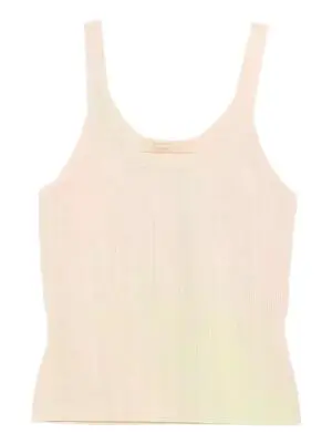 Ermanno Scervino Ribbed Knit Scoop Neck Sleeveless Top - Neutrals