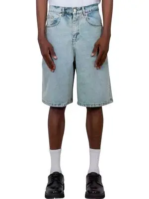 PATTA Embroidered Logo Denim Shorts - Blue