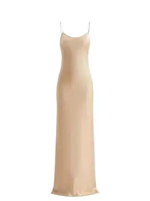Saint Laurent Scoop Neck Maxi Dress - Neutrals