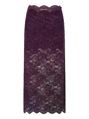 Rabanne Layered Lace Midi Skirt - Purple