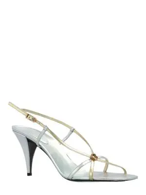 Versace Valentina Metallic Leather Sandals - Silver