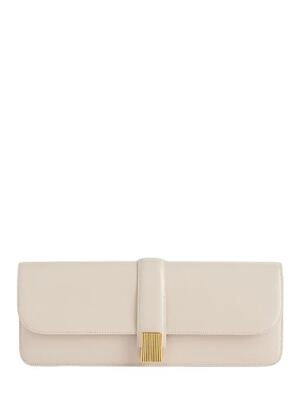 Khaite Blake Leather Clutch With Gold Tone Hardware - Burro