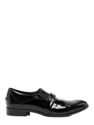 CARLO PIGNATELLI Patent Leather Strap Detail Loafers - Black