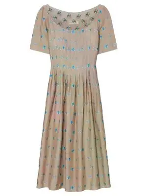 TORY BURCH Tory Burch Embroidered Jacquard Midi Dress With Fil Coupé Roses