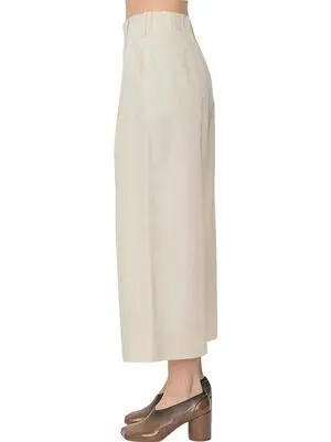 SUSANNE BOMMER Pleated Wide-leg Cropped Trousers - Neutrals