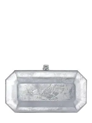 Tyler Ellis Perry Metallic Leather Clutch Bag Silver