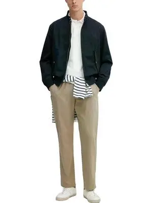 TRUSSARDI Logo Embroidered High-neck Zip-up Jacket - Blue