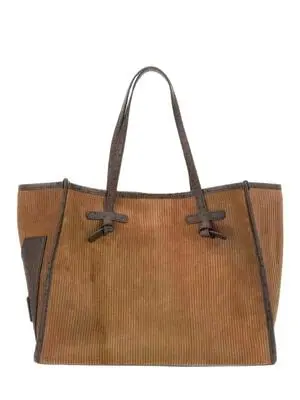 MARCELLA CLUB Marcella Ribbed Suede Shoulder Bag Neutrals