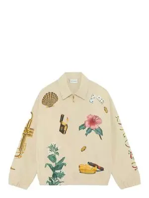 Drole De Monsieur Graphic-print Zip-up Jacket - Neutrals