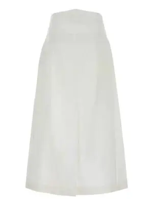 Fendi Leather Tab Stud Detail Midi Skirt - White