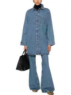 ANINE BING Mary Button-up Denim Mini Dress - Blue