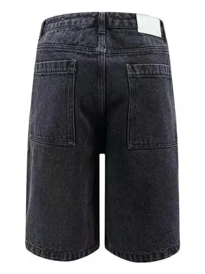 DUNST Pleated Denim Shorts - Black