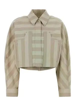 Fendi Striped Drill Cropped Jacket - Neutrals