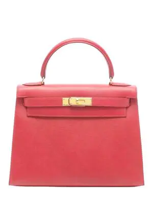 Hermès Kelly 28 Two-way Handbag In Courchevel Leather - Red