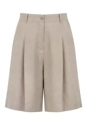 MOORER Pleated Linen Shorts - Neutrals