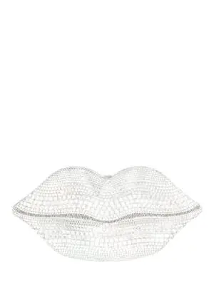 Judith Leiber Judith Leiber Disco Lips Crystal Clutch Silver
