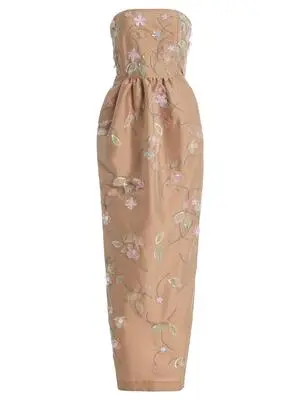 Bernadette Lena Embroidered Taffeta Maxi Dress - Multi