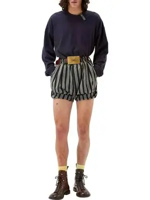 Versace Embroidered Cotton-jersey Long-sleeved T-shirt - Blue