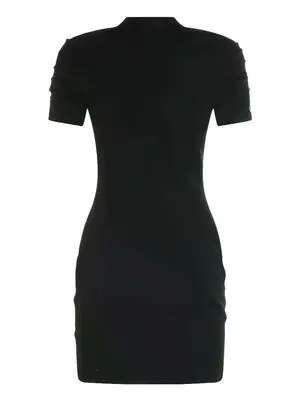 Alexander Wang Ruched Sleeve Logo Print Dress - Black