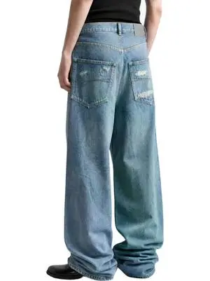 Balenciaga Baggy-fit Distressed Jeans - Blue