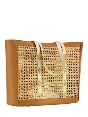 Tyler Ellis Jumbo Bristol Wicker And Leather Tote Bag - Neutrals