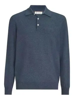 Brunello Cucinelli Cashmere-knit Polo Shirt - Blue