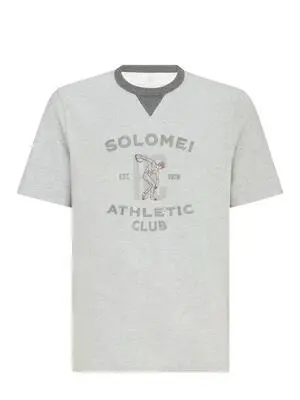 Brunello Cucinelli Cotton-jersey Crew-neck T-shirt With Print - Grey