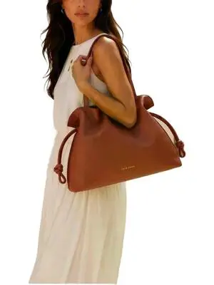 ESIN AKAN Large Emma Leather Tote Bag - Brown