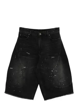 CROQUIS Paint Splatter Denim Shorts - Black