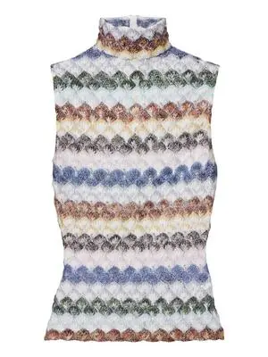 Missoni High Neck Knitted Lame Tank Top - Multicoloured