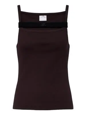 COURREGES Ribbed-knit Cotton Tank Top - Brown