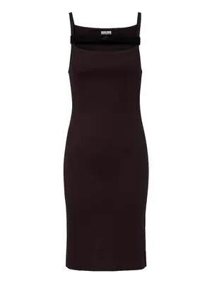 COURREGES Ribbed-knit Cotton Jersey Midi Dress - Brown