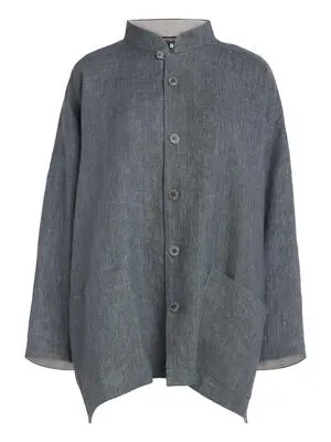 Eskandar Eskandar Linen Wide Longline Jacket Blue
