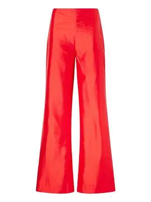 Staud STAUD Stroll Silk-Dupioni Wide-Leg Trousers Red