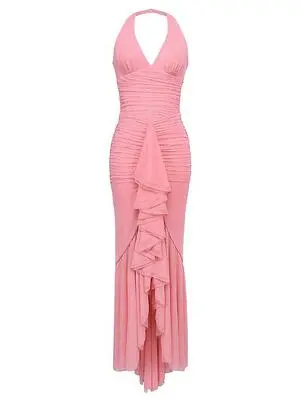 House Of Cb Carmine Halterneck Maxi Dress - Raspberry
