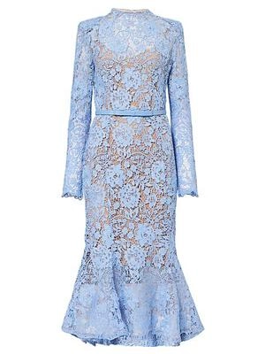 NADINE MERABI Juliette Lace Midi Dress - Blue