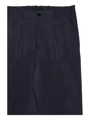 LOW BRAND Pleated Elasticated-waistband Trousers - Blue