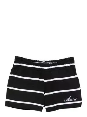 Amiri Striped Logo-embroidered Shorts - Black