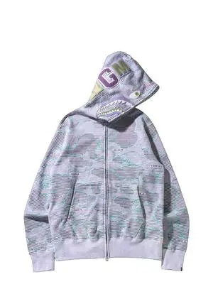 A BATHING APE Text Code Camo Shark Hoodie - Grey