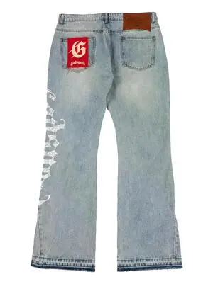 GODSPEED Logo Print Flared Jeans - Blue