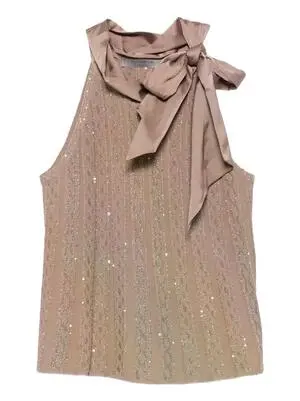 D.exterior Sequin-embellished Bow-tie Top - Neutrals