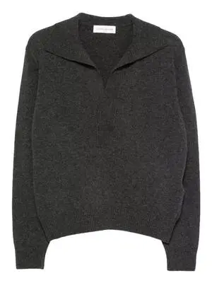 VICTORIA BECKHAM Victoria Beckham Polo-Collar V-Neck Wool Sweater