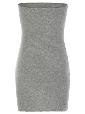 Miu Miu Logo-patch Strapless Mini Dress - Grey