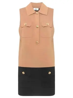 Elisabetta Franchi Two-tone Sleeveless Mini Dress - Neutrals