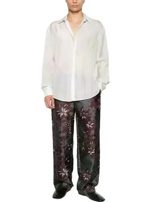 Gucci Floral Print Silk Trousers - Grey