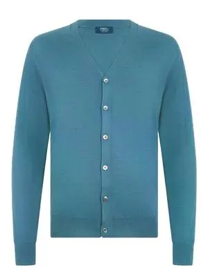 Fedeli V-neck Cardigan - Blue