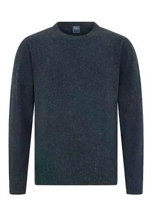 Fedeli Crew Neck Sweater With Flecked Finish - Blue